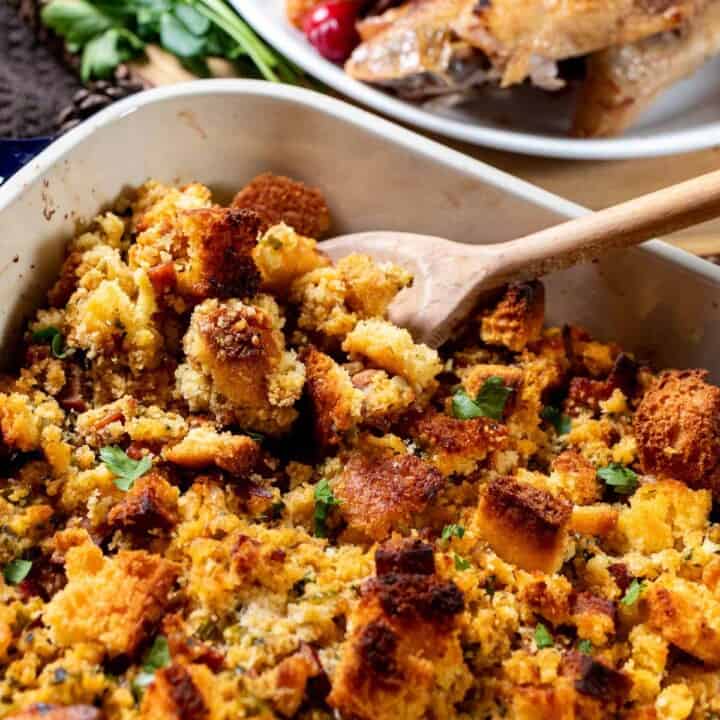 Andouille Sausage & Cornbread Dressing (Stuffing) - The Night Owl Chef