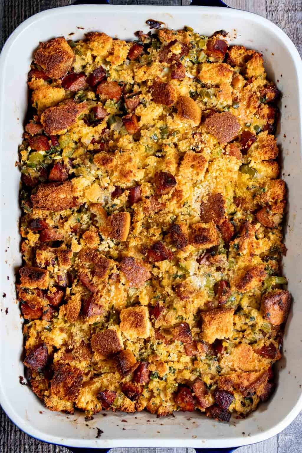 Andouille Sausage & Cornbread Dressing (Stuffing) - The Night Owl Chef