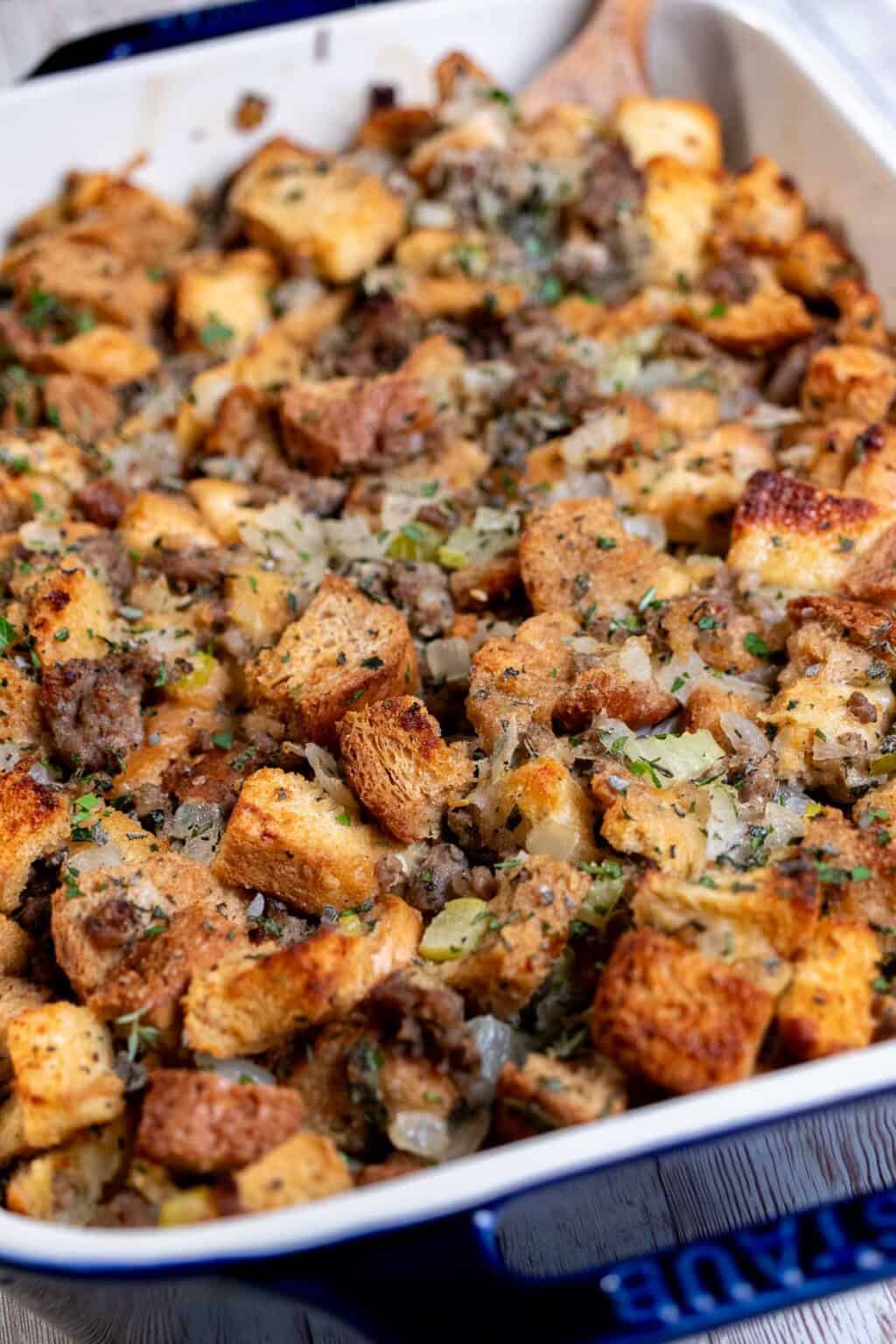 Sausage and Sage Stuffing (Dressing) - The Night Owl Chef