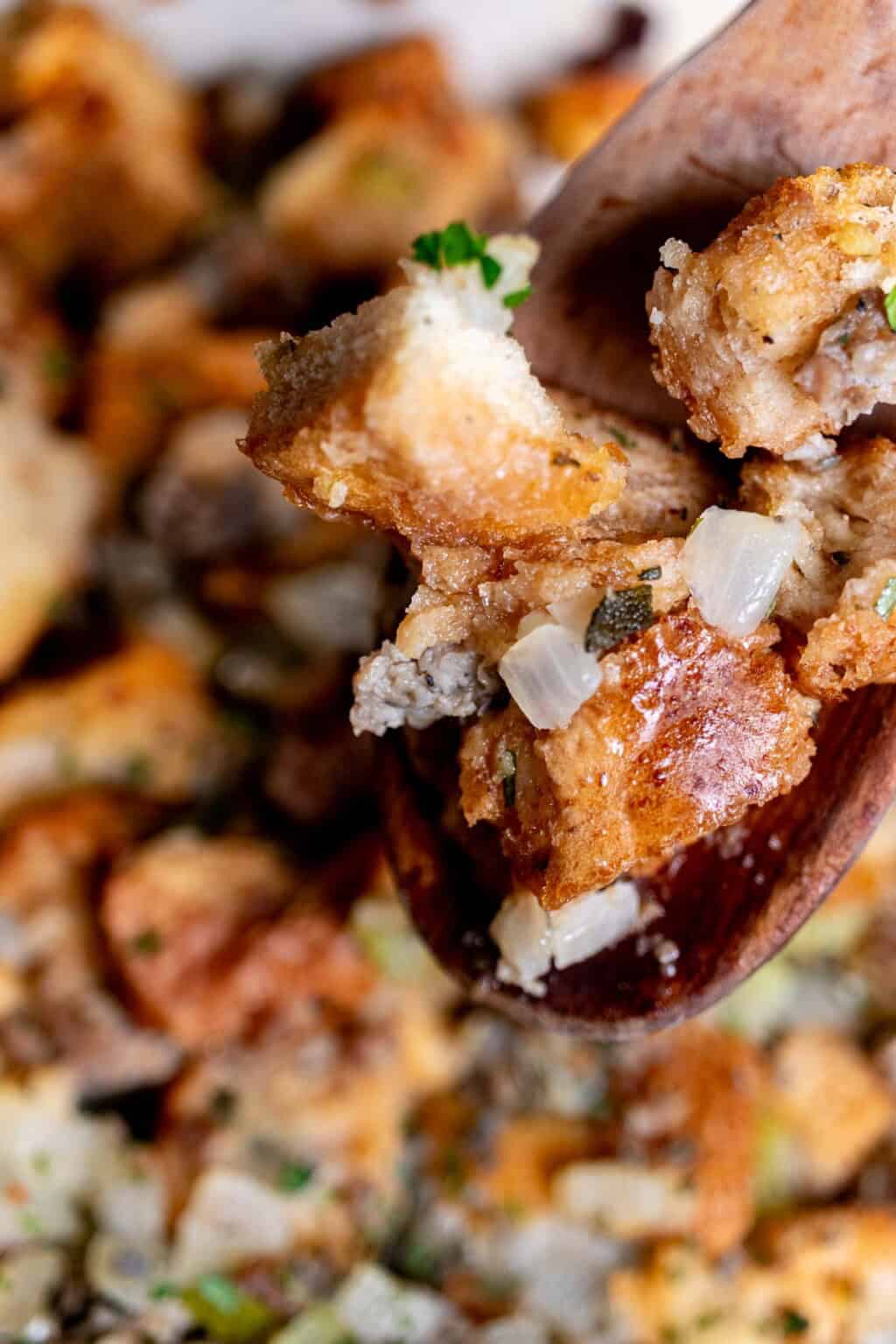 Sausage and Sage Stuffing (Dressing) - The Night Owl Chef