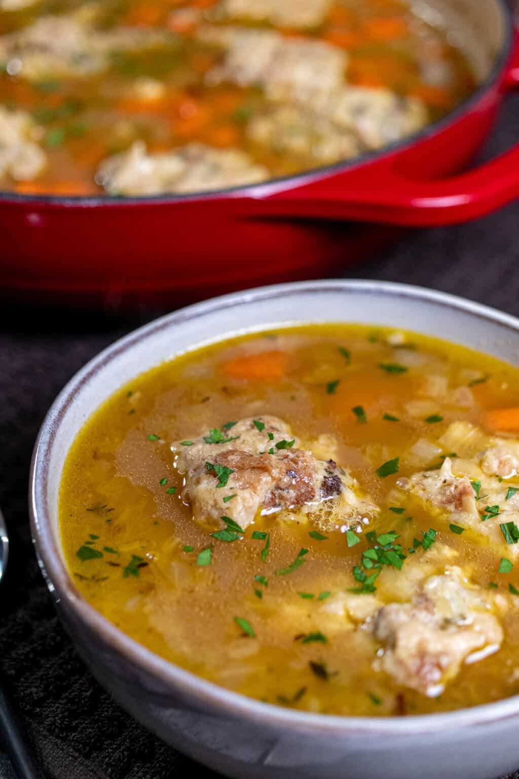 (Leftover) Turkey & Stuffing Dumpling Soup - The Night Owl Chef